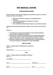 Communication consent form – Rye Medical Centre